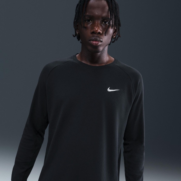Nike Dri-FIT Stride Waffle Crew Erkek Siyah Sweatshirt HV2705-010