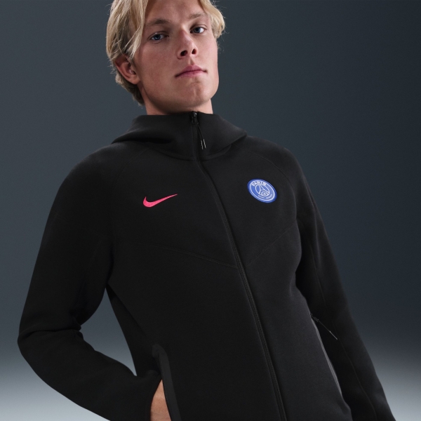 Nike PSG Tech Fleece FZ Windrunner Hoodie Erkek Siyah Sweatshirt HQ3872-010