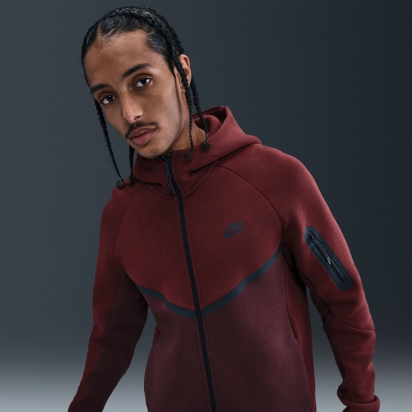 Nike Tech Fleece FZ Windrunner Hoodie Erkek Bordo Sweatshirt HV0949-619